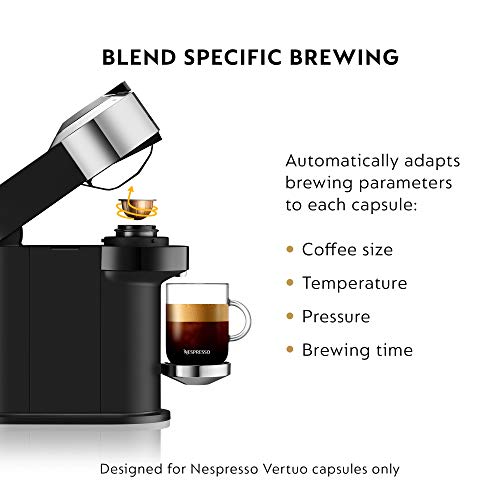 Nespresso Vertuo Next Deluxe Coffee and Espresso Machine by De'Longhi, Pure Chrome