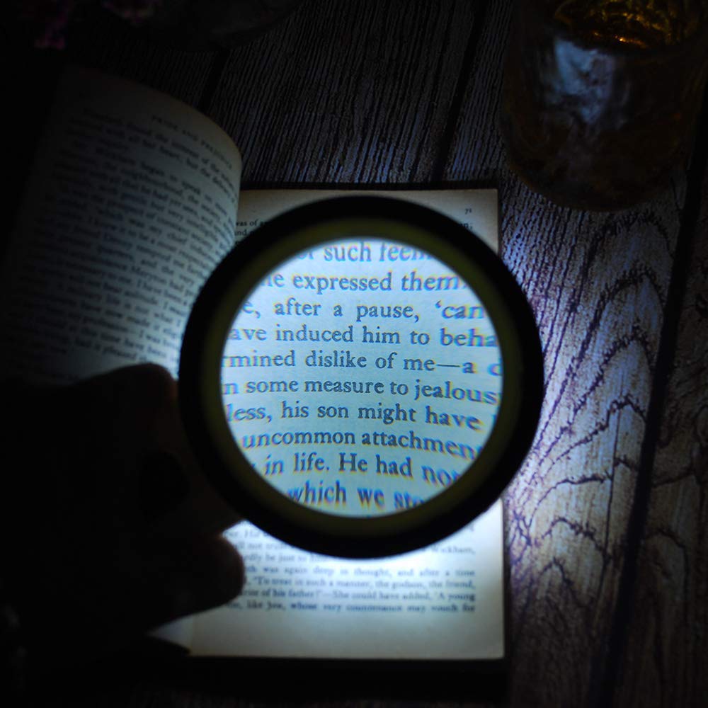 Magnifying Glass with Light, 30X Large Handheld Magnifying Glass 12 LED Illuminated Lighted Magnifier for Macular Degeneration, Seniors Reading, Soldering, Inspection, Coins, Jewelry, Exploring
