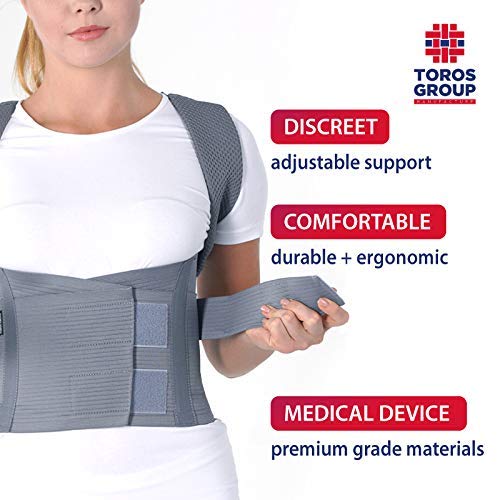 Comfort Posture Corrector and Back Support Brace / 100%-Cotton Liner X-Large Grey