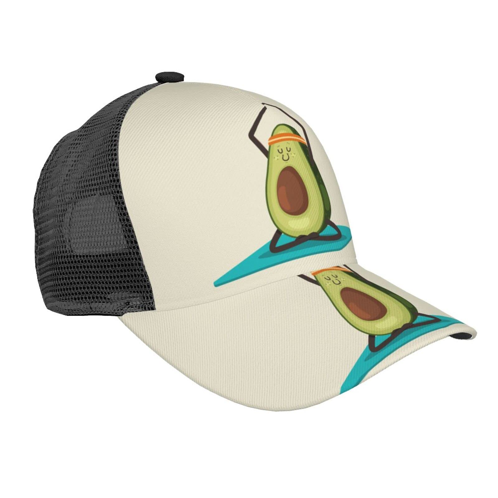 Cute Yoga Avocado Printed Adjustable Mesh Baseball Cap, Snapback Baseball Cap, Unisex Baseball Cap Hat Four Seasons are Suitable