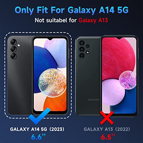 Huness for Samsung Galaxy A14 5G Case with Tempered Glass Screen Protector,Samsung A14 5G Case,Durable Armor & Resilient Shock Absorption Defender & Non Slip Textured Back CaseĀ - Black
