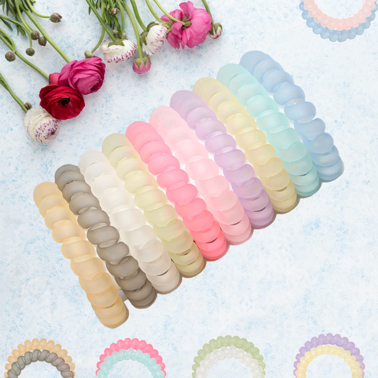 Culapam Frosted Spring Key Chain Colorful Stretchy Wrist Coil Pool Keychains Plastic Key Ring Spiral Coil Bracelet Stretchable CoilWristband KeyRings 10-PCS