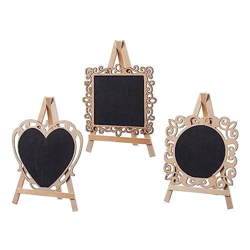 DECHOUS 3pcs Small Blackboard Wedding Easel Chalkboard Mini Table Blackboards Table Blackboard with Stand Tabletop Blackboard Mini Blackboard Easel Wood Office Price Tag Rewritable