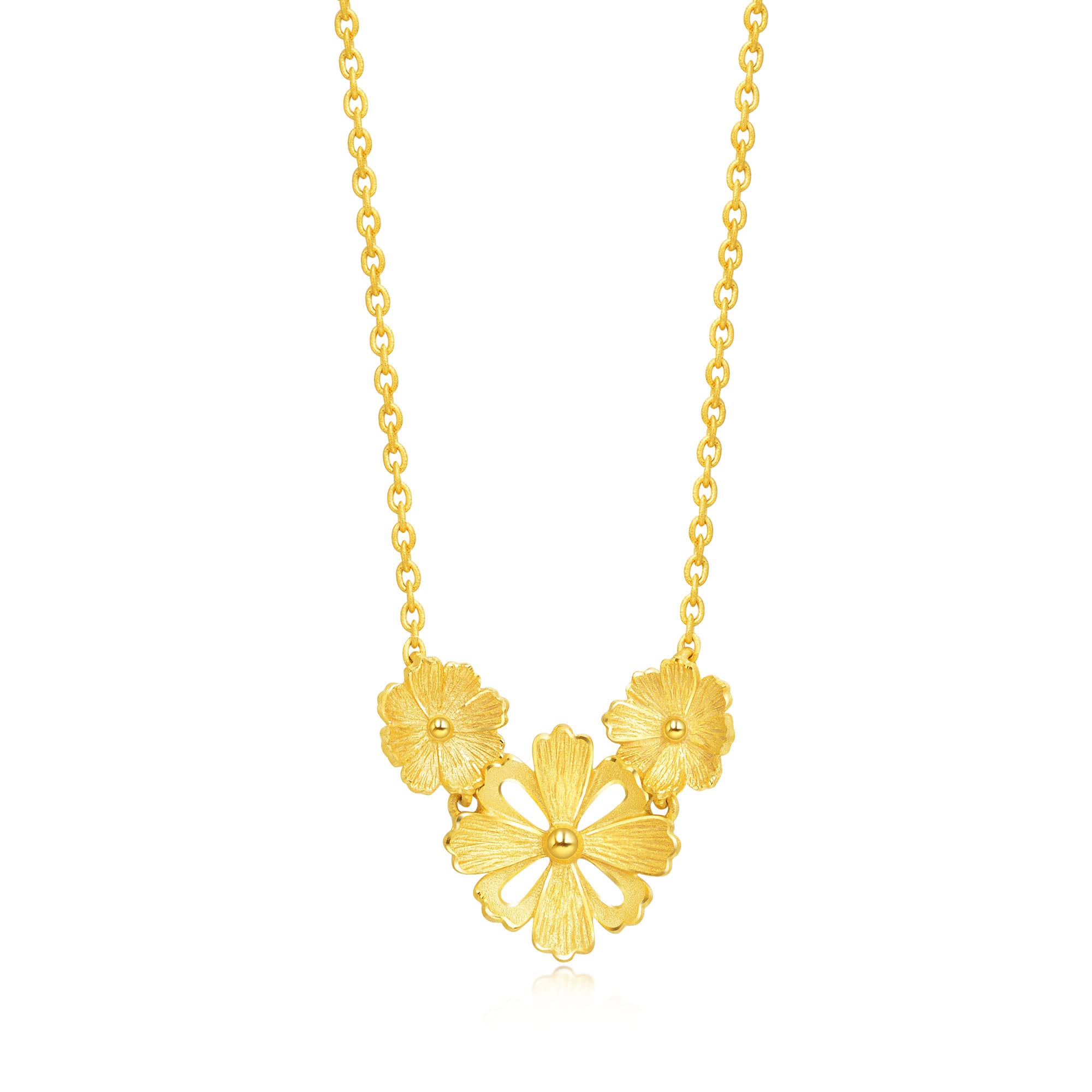 CHOW SANG SANG 999.9 24K Gold Price-by-Weight 9.73g Gold Blossom Necklace (45 CM) for Women and Wedding Occasion 88235N