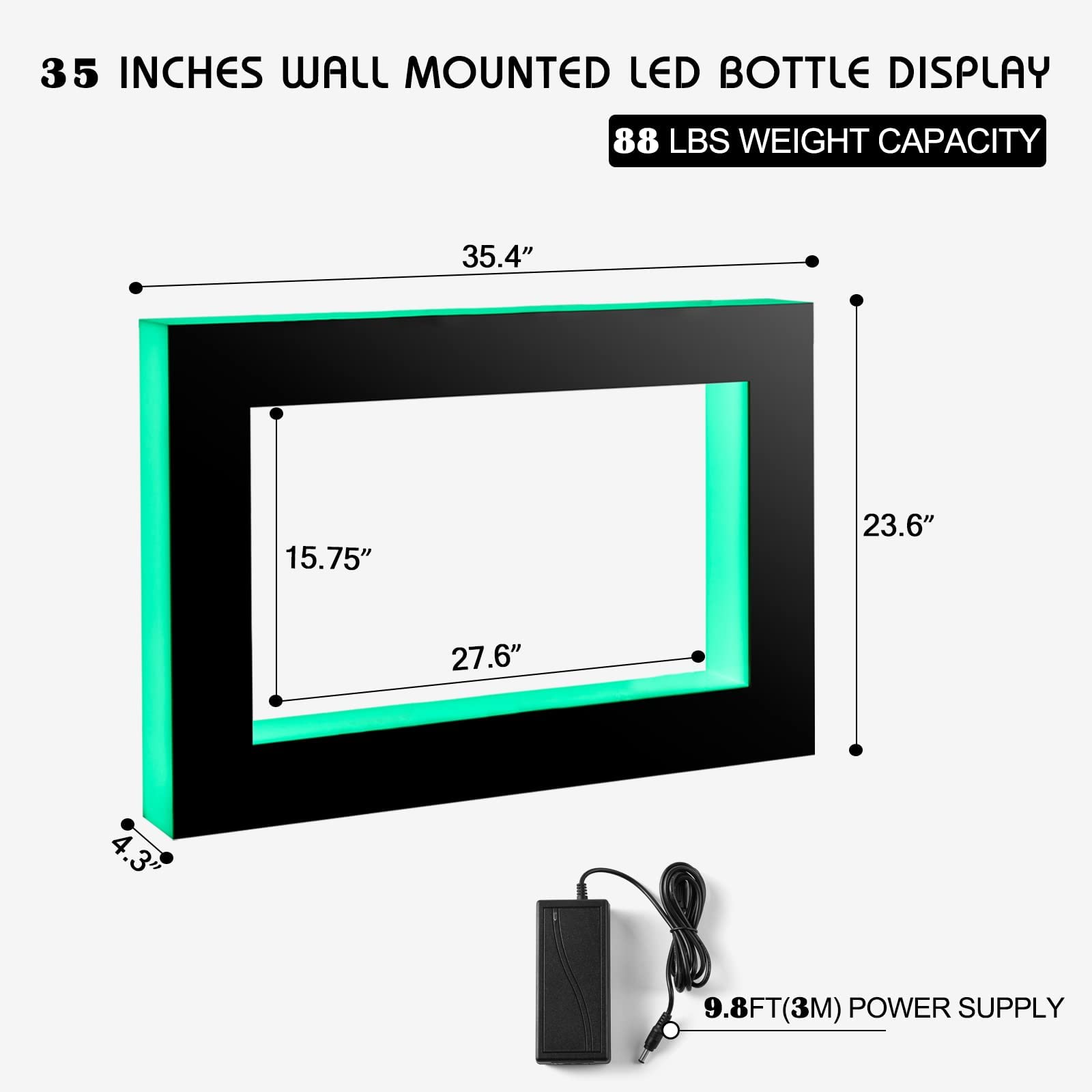 COSVALVE 3 Step Lighted Liquor Bottle Display Shelf, 16 Inch 20 Color Illuminated Bar Bottle Shelf 3-Tier Commercial Home Bar Bottle Display Drinks Acrylic Lighting Shelves with 44-Key Remote Control