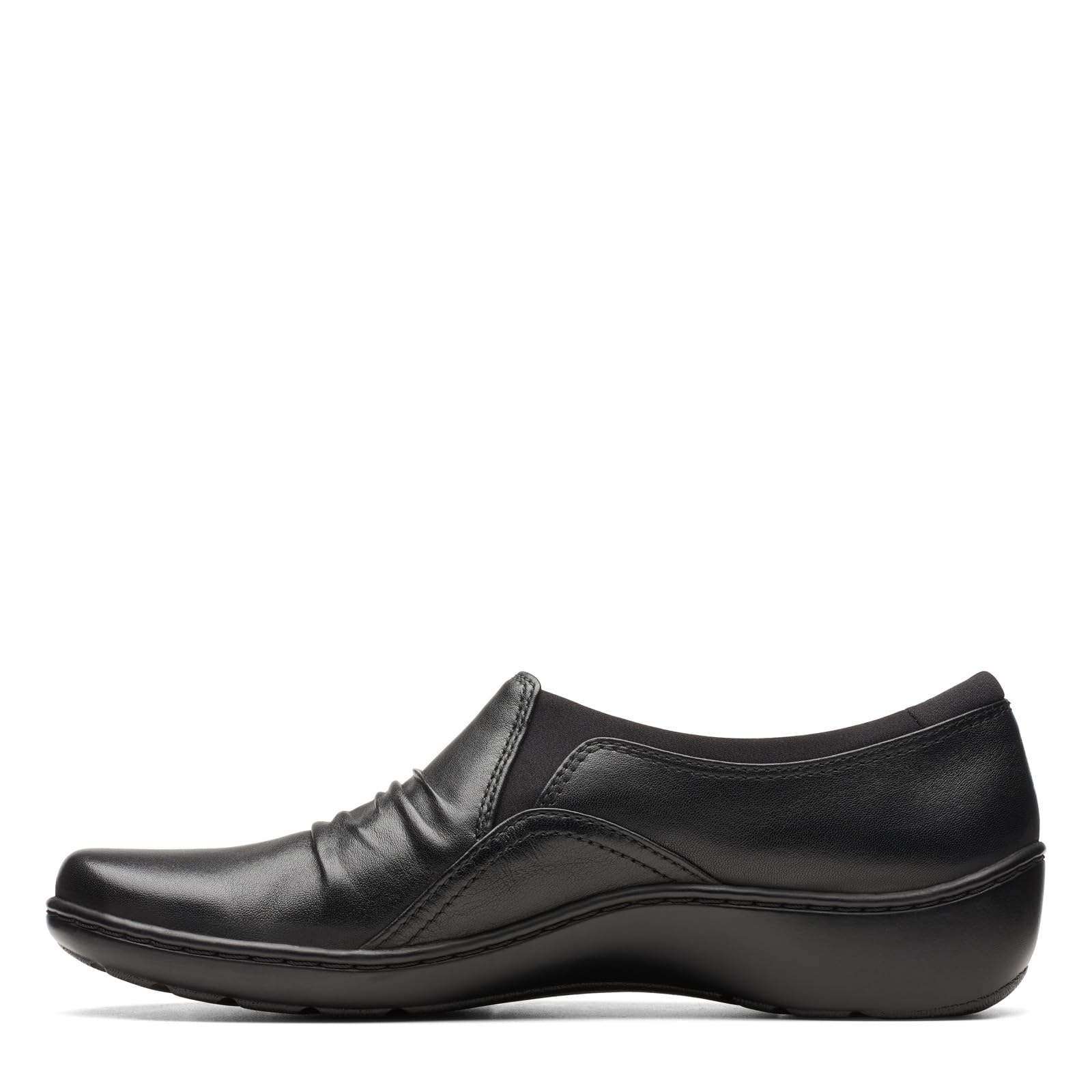Clarks Women's Cora Dusk Loafer, Black Leather, 9 Wide