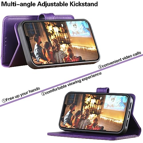 Vanxiliiy iPhone 13 Case Wallet - Strong Magnetic Detachable, RFID Blocking Card Holder, Slim PU Leather Flip 6.1" - Purple