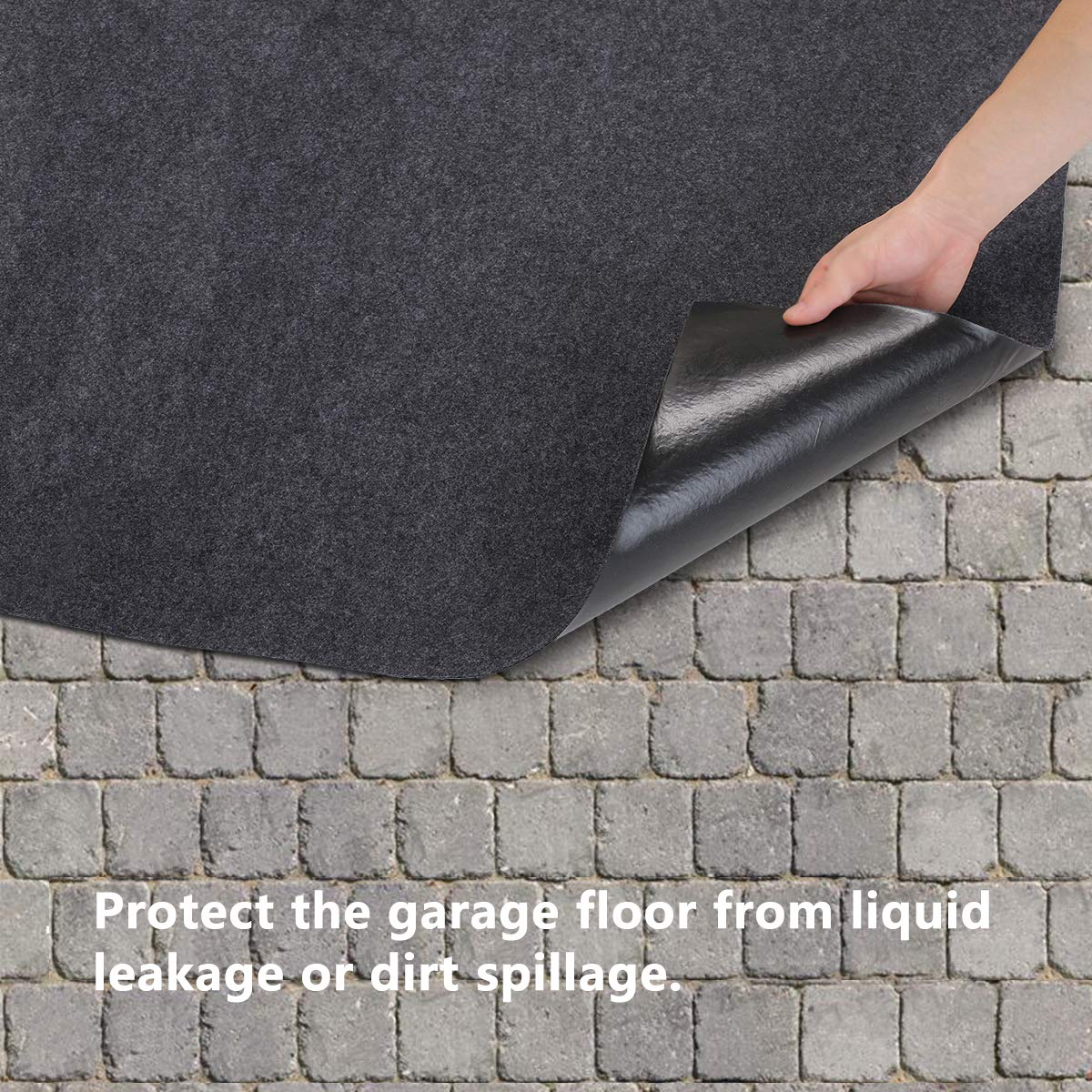 Meitola Outdoor Storage Shed Mat,Waterproof and Dustproof Outdoor Carport Mat—Backing Prevents Liquid Penetration,Soft Material, Patio Furniture Mat,Non-Slip,Washable, Black (8' x 6')