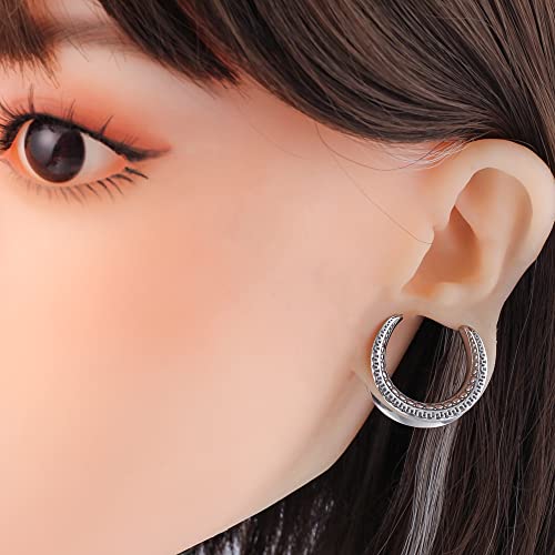 Casvort 2 PCS 8mm (0g) 316 Stainless Steel Vintage Saddle Plugs Ear Gauges Tunnels Piercing Stretchers Saddle Hangers for Weight