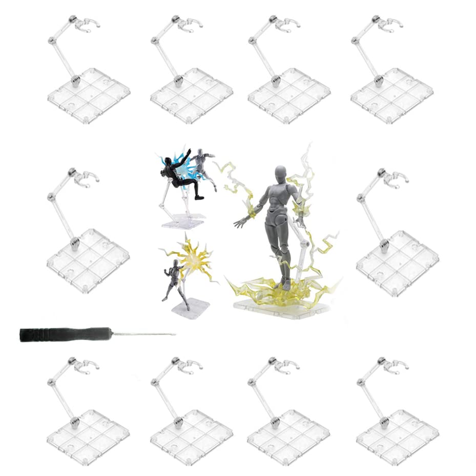 CUYUFIA 10 PCS Action Figure Stand, Assembly Action Figure Display Holder Base Doll Model Support Stand Compatible with 6" HG/RG/SD/SHE Gundam 1/144 Toy with Screwdriver
