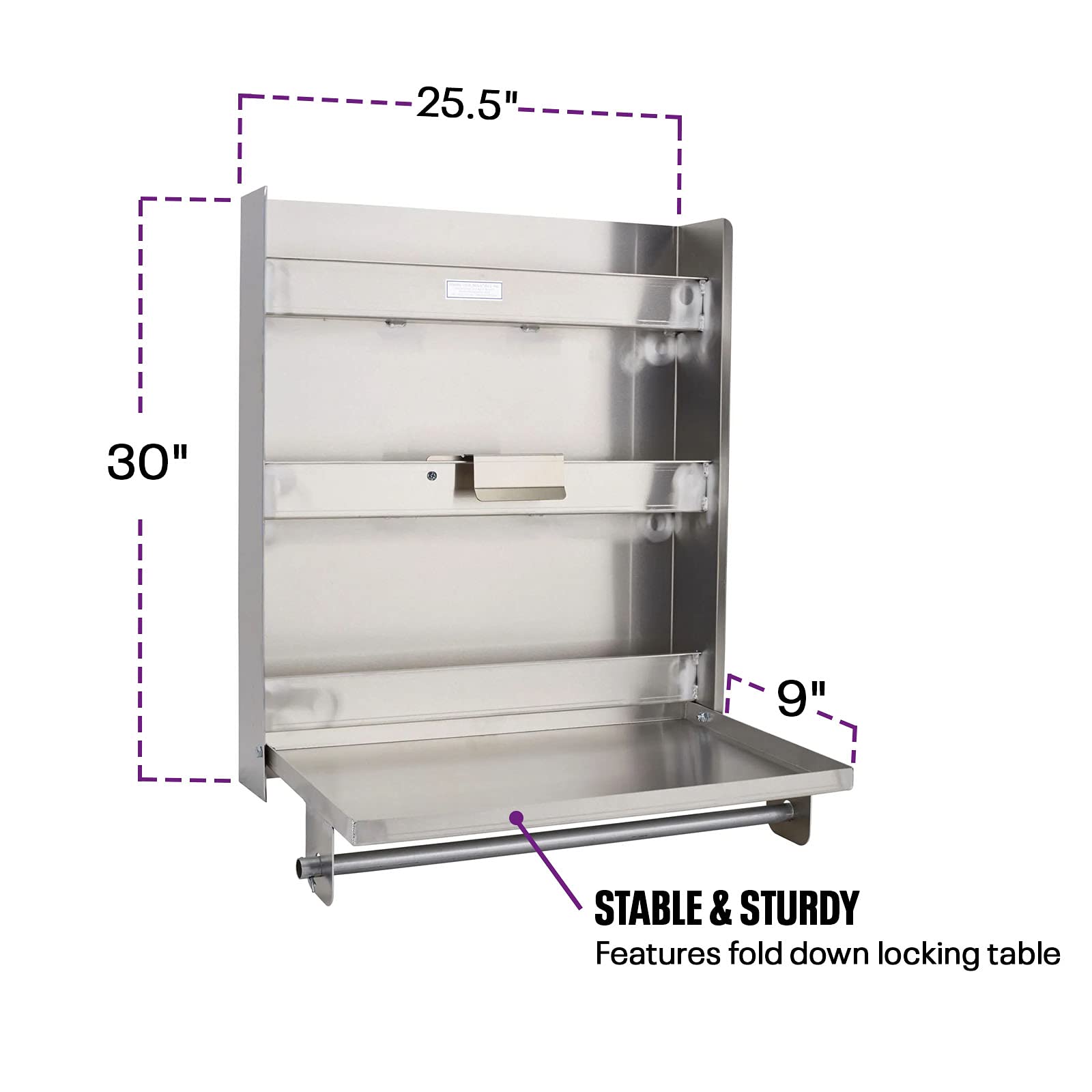 Speedway Motors Standard Aluminum Trailer Storage Cabinet, Features Fold-Down Work Table, Two Paper Towel Holders and Storage, For Enclosed Race Trailer or Garage Storage