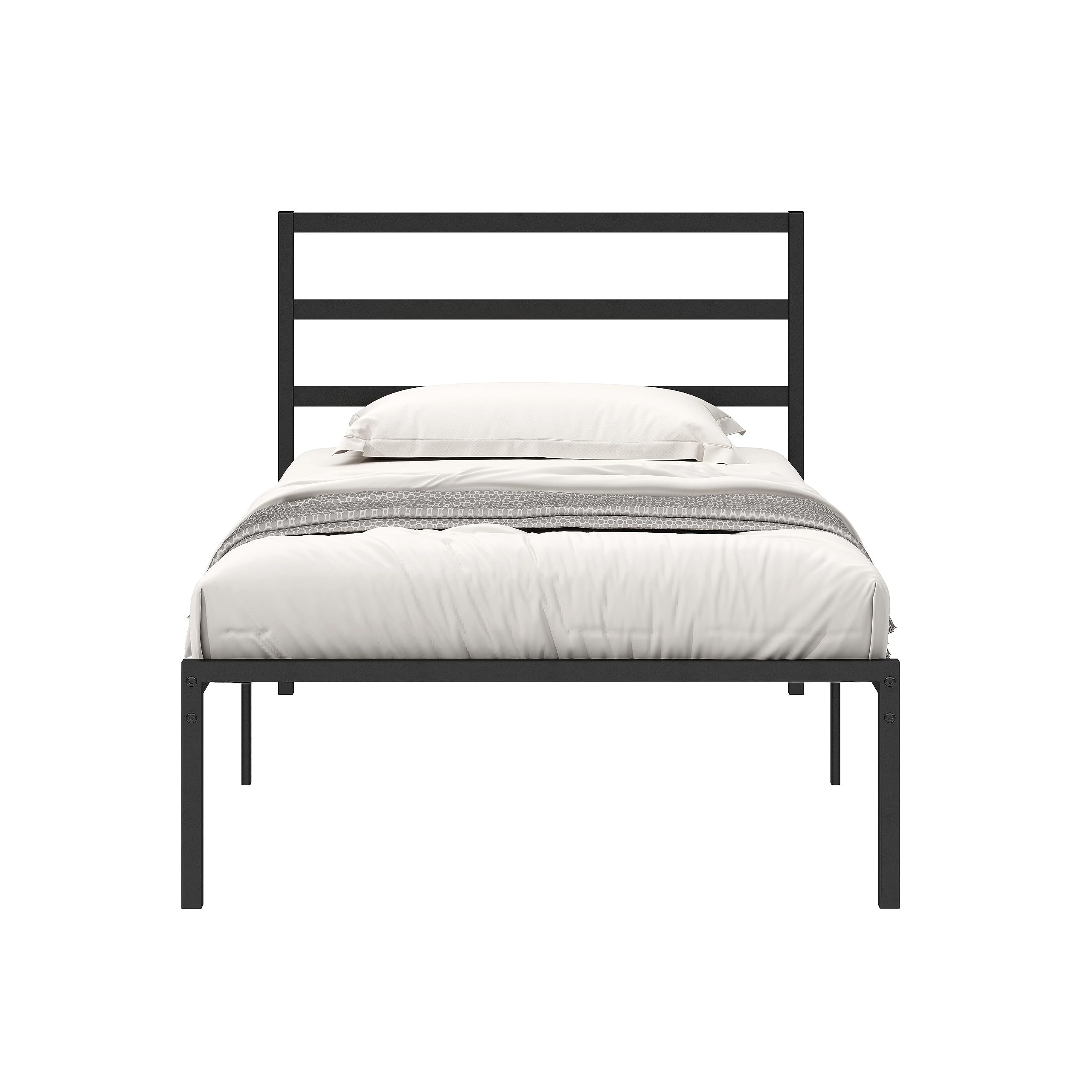 Closadin Full Size Platform Bed Frame with Headboard,Sturdy Heavy Duty Metal Slats Support for Mattress,No Box Spring Needed,Easy to Assemble,Black