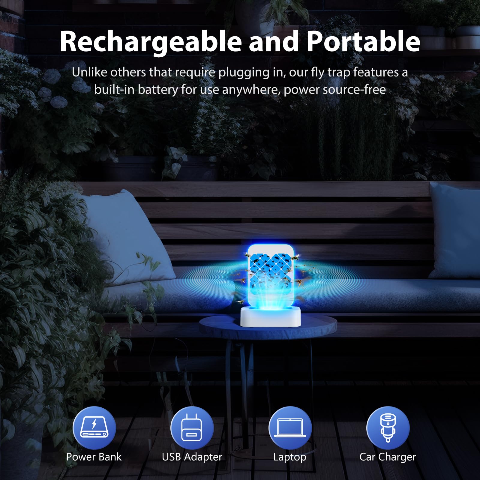 Fruit Fly Traps for Indoors, Rechargeable Fly Trap Indoor with Night Light Gnat Traps for House Indoor Bug Zapper for Plants Gnats Moths Mosquitos Pest Control with 10PCS Refills