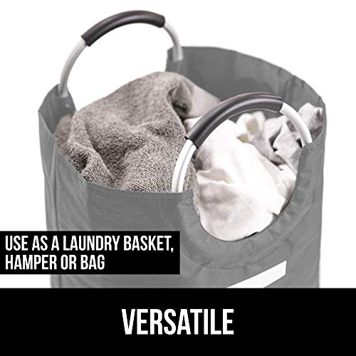 Gorilla Grip Laundry Basket and Fitted Bed Sheet, Laundry Bag Size 82L in Gray, Easy Carry Handles, Bed Sheet Size Twin in Gray, Shrink Resistant Deep Pocket, 2 Item Bundle