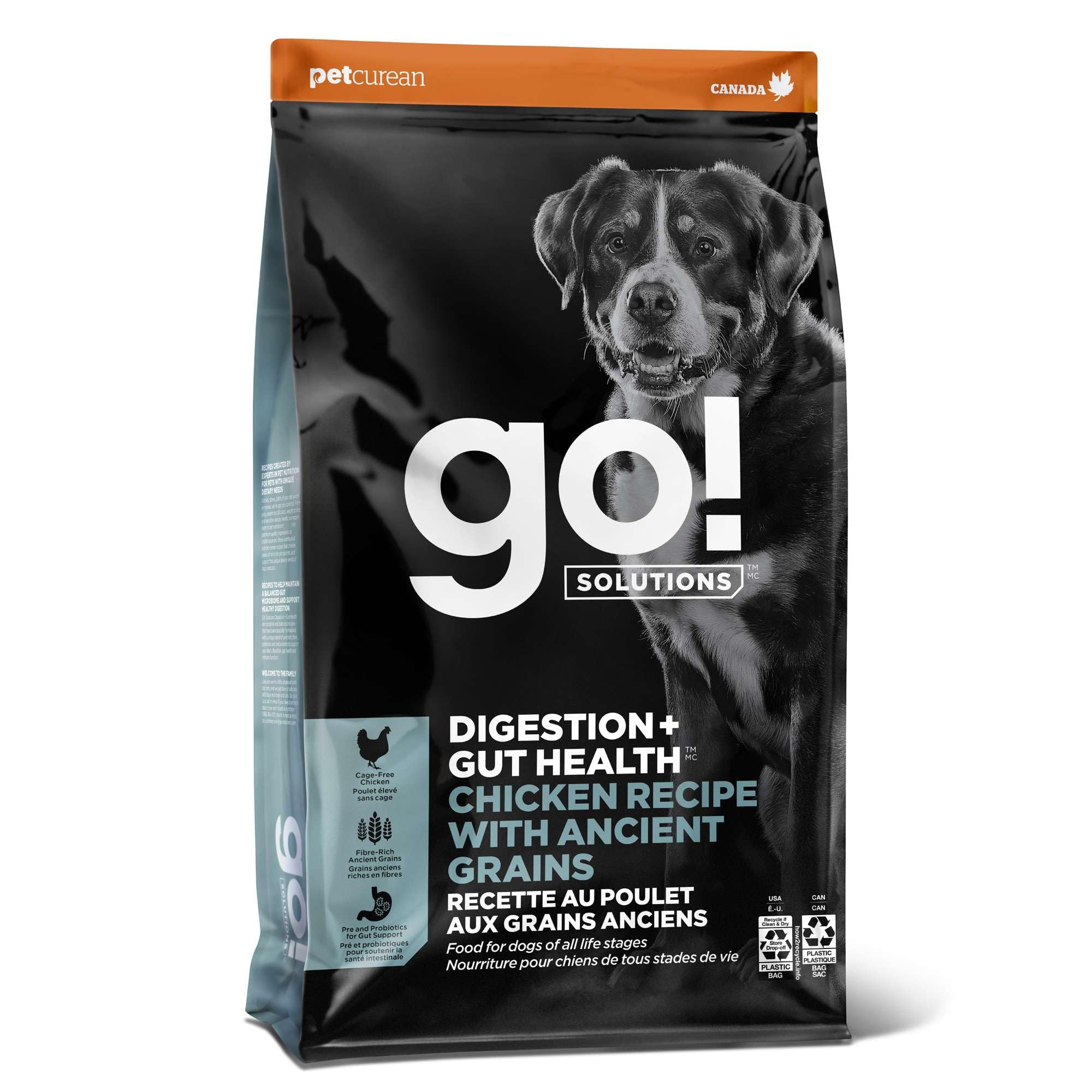 Go! Solutions Digestion + Gut Health, Dry Dog Food, Chicken Recipe with Ancient Grains, 3.5 lb Bag