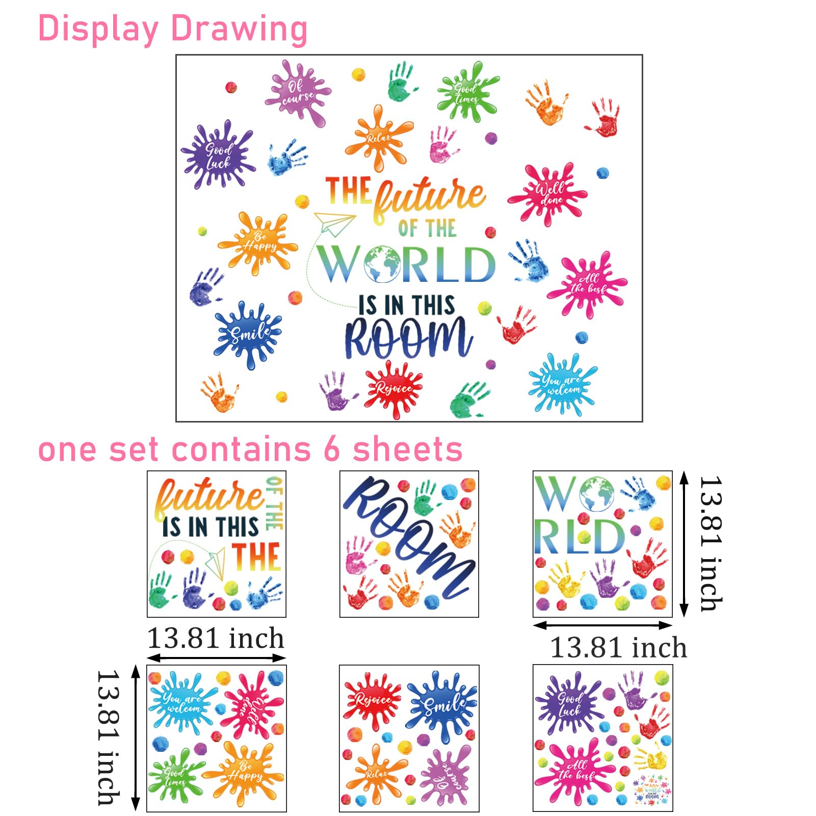 Colorful Inspirational Wall Decals Classroom Decals Kids Wall Decals Motivational Wall Decals,Splatter Wall Sticke Positive Saying Sticker Playroom Wall Decor