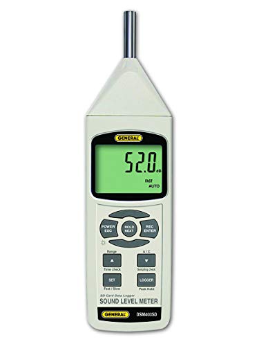 General Tools DSM403SD Sound Level Meter with Data Logging SD Card, Class 1 Sound