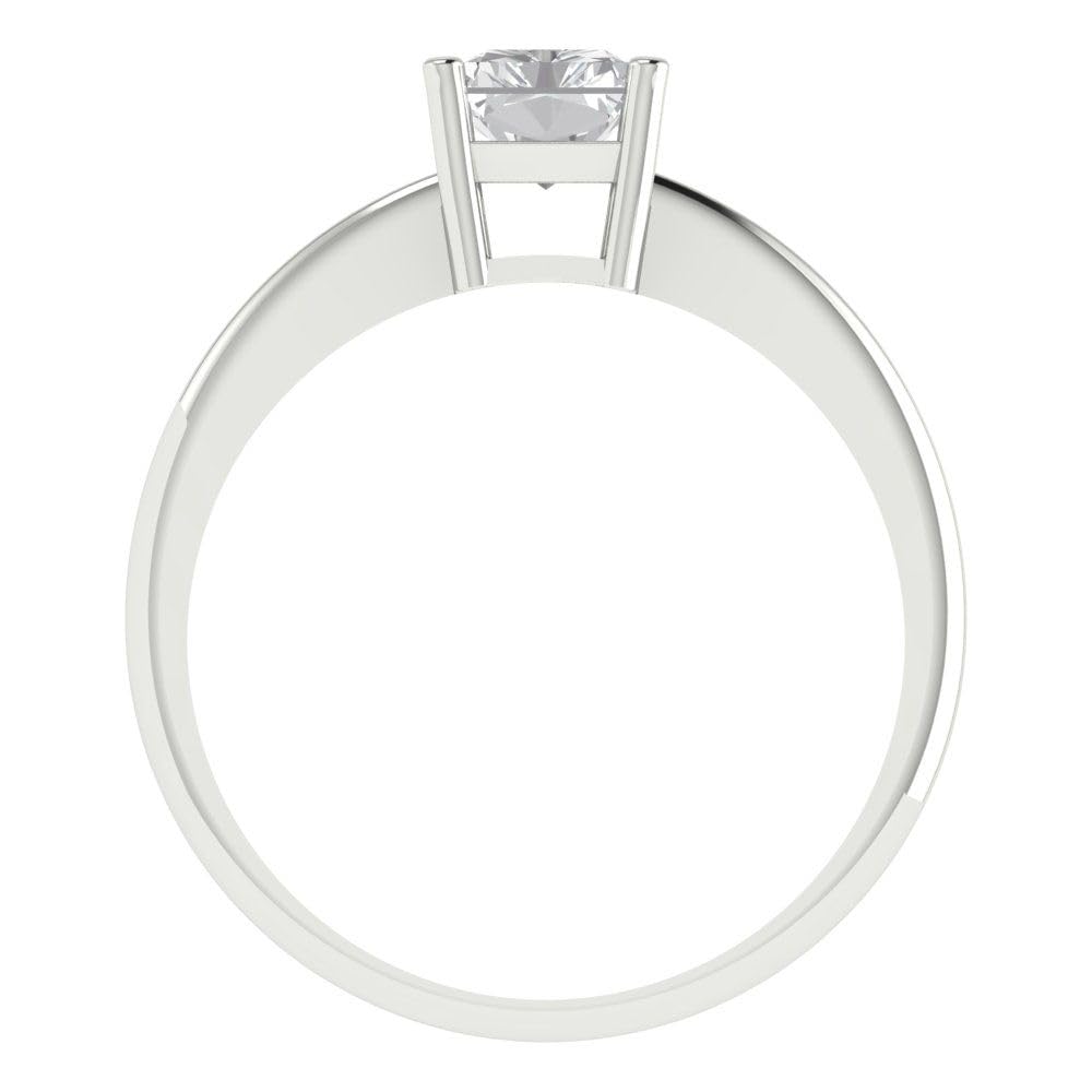 Clara Pucci 1.0 ct Radiant Cut Solitaire Genuine Moissanite Wedding Bridal Designer Anniversary Engagement Ring in 14k White Gold