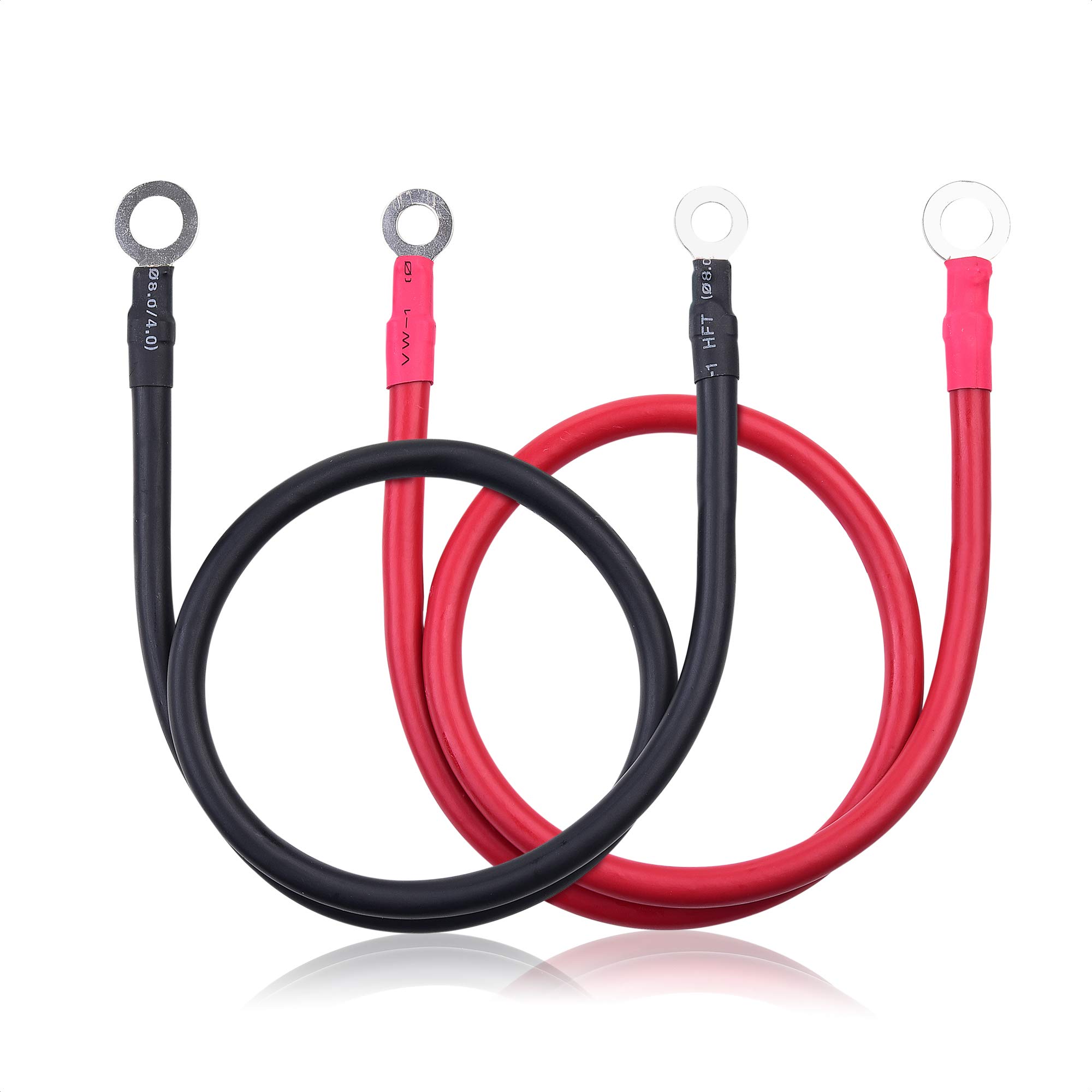 Cable Matters 6 Gauge Battery Cable Inverter Power Cable with Oxygen-Free Copper 2 Feet - Black + Red 2 Piece Set