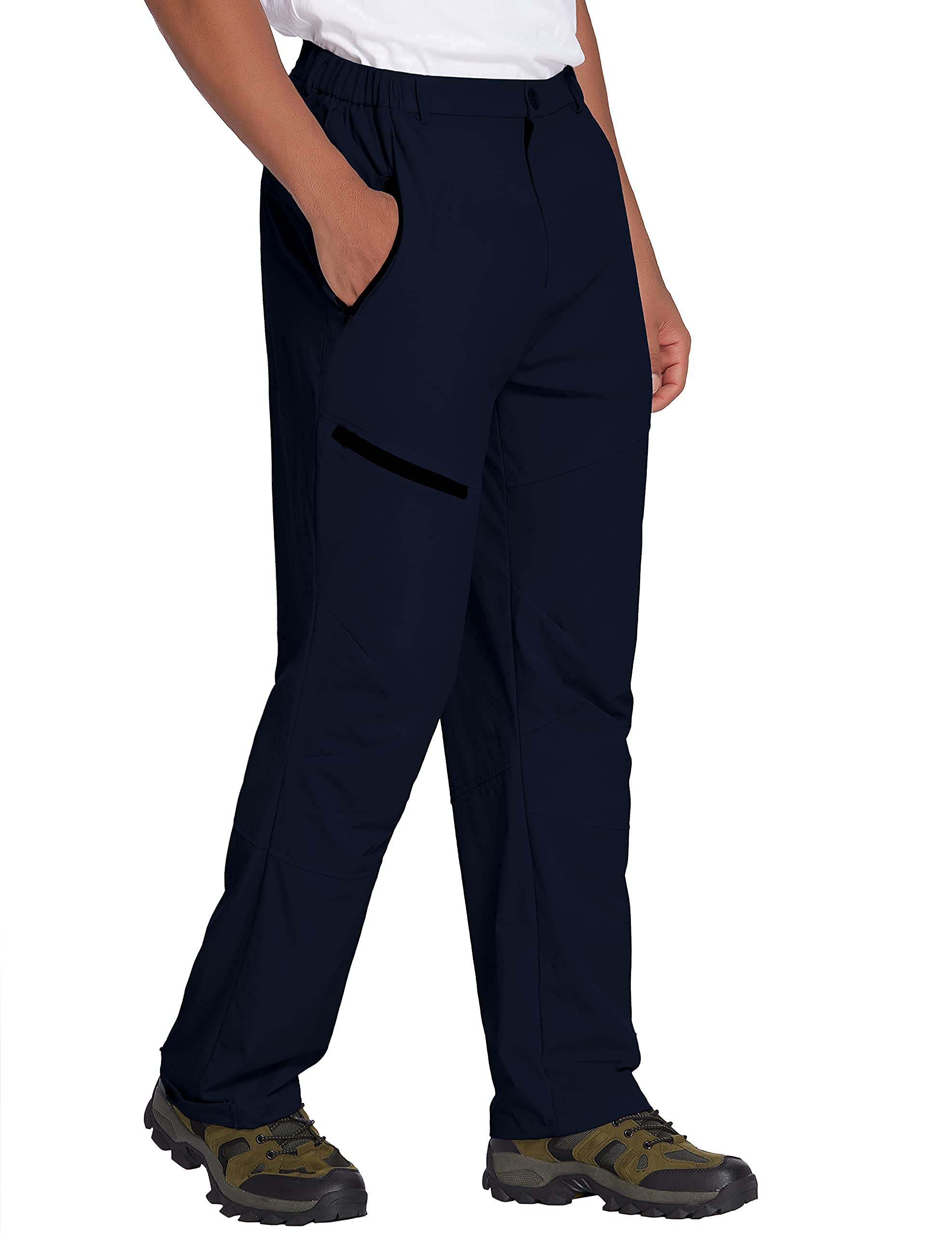 COOFANDY Men's Outdoor Hiking Pants Breathable Lightweight Quick Dry Running Pants Zipper Pockets Navy Blue