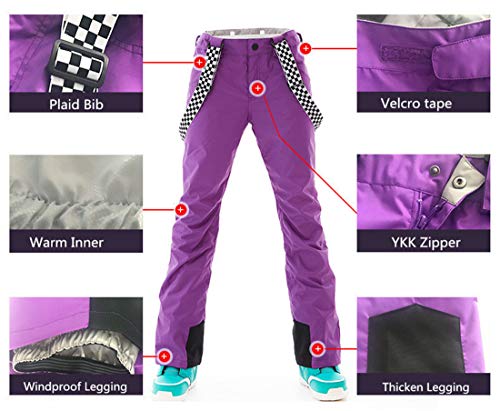 Colorful Ski Jacket Women Waterproof Insulated Pants Set Warm Snowboard Bib Suit