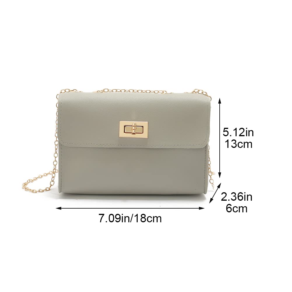Women'S Crossbody Bag Chain PU Leather Shoulder Bag With Twist Lock Flap Casual Messenger Bags