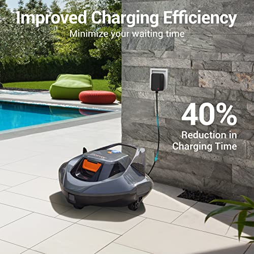 Gosvor Cordless Robotic Pool Cleaner, Pool Vacuum Cleaner Lasts 90 Mins, with Self-Parking Technology, LED Indicator, Automatic Pool Cleaners Ideal for Above/In-Ground Flat Pools up to 40 Feet