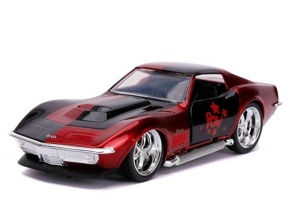 Jada Toys DC Comics 1:32 Harley Quinn 1969 Chevy Corvette Stingray Die-cast Car, Toys for Kids and Adults