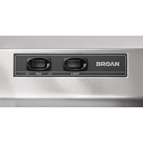 Broan-NuTone 24-inch Under-Cabinet Convertible Range Hood with 2-Speed Exhaust Fan and Light, MAX 210 CFM, Stainless Steel