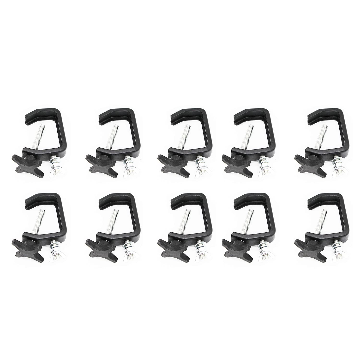 Tawelun 10 Black C Clamp 1-2" Truss Light Mounting CLP-03 Standard C Clamps 44 LBS(20KG)Capacity