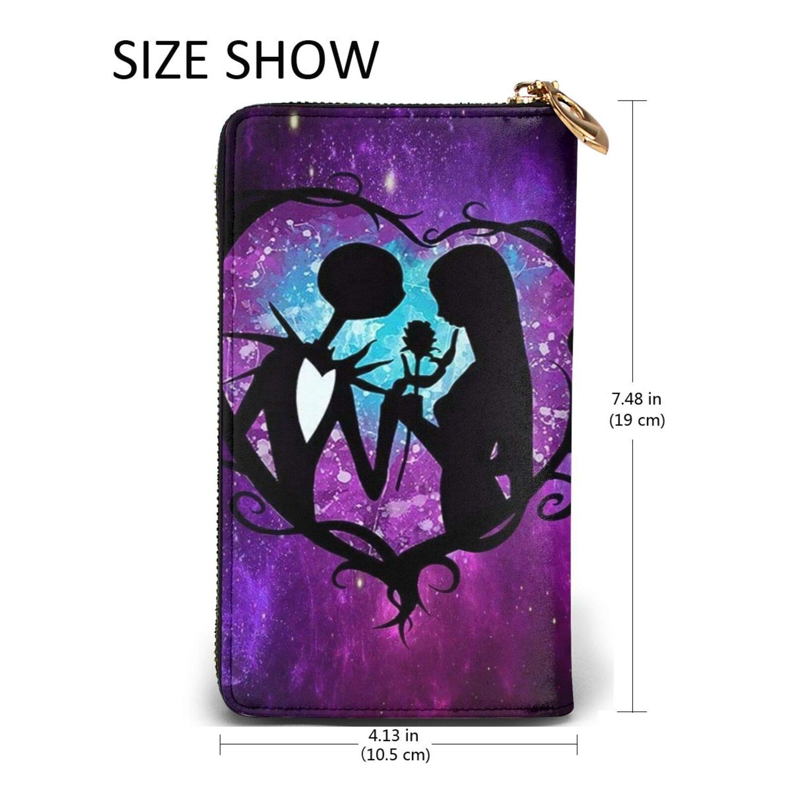 Tawoao Nightmare Before Christmas Purse Gifts Womens Small Wallet Ladies Wristlet Clutch RFID Blocking Genuine Leather Zip Purse