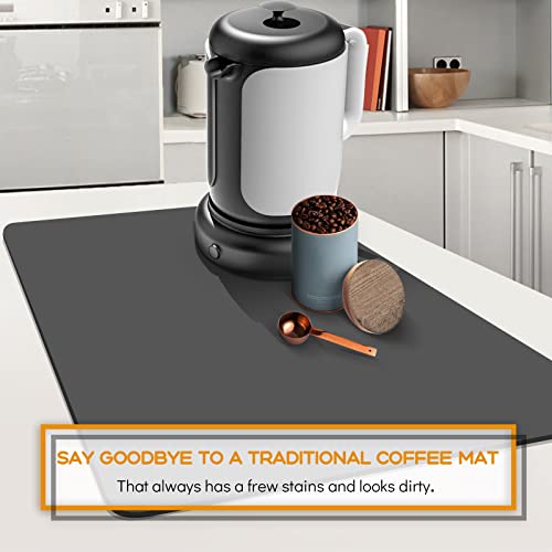 Dish Drying Mats for Kitchen Counter Coffee Mat Under Sink Mats for Kitchen Waterproof Dish Mat Drying Kitchen Mat Bar Mats for Countertop Coffee Bar Accessories (Deep Gray, 11.81"*15.75")
