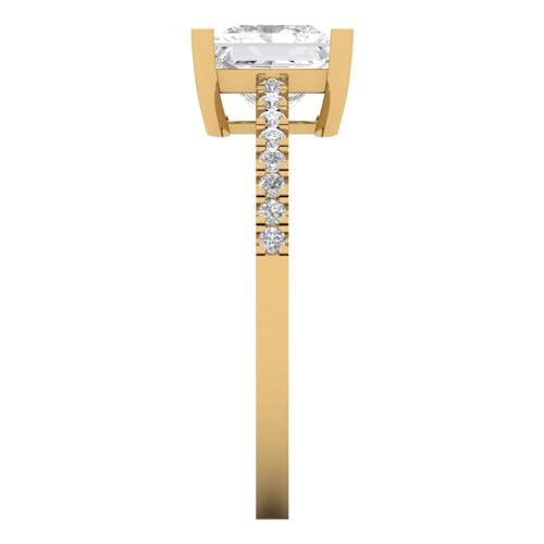 Clara Pucci 1.66 ct Princess Cut Solitaire W/Accent Genuine Moissanite Wedding Promise Anniversary Bridal Ring 18K Yellow Gold Size 6.5