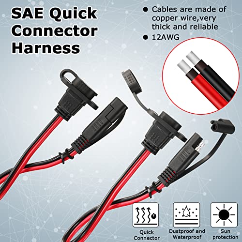 Flutesan 4 Pieces Connector Quick Connector Harness Solar Weatherproof Socket Sidewall Port Solar Panel Mount Flush Mountable Connector for Solar Generator Battery Charger
