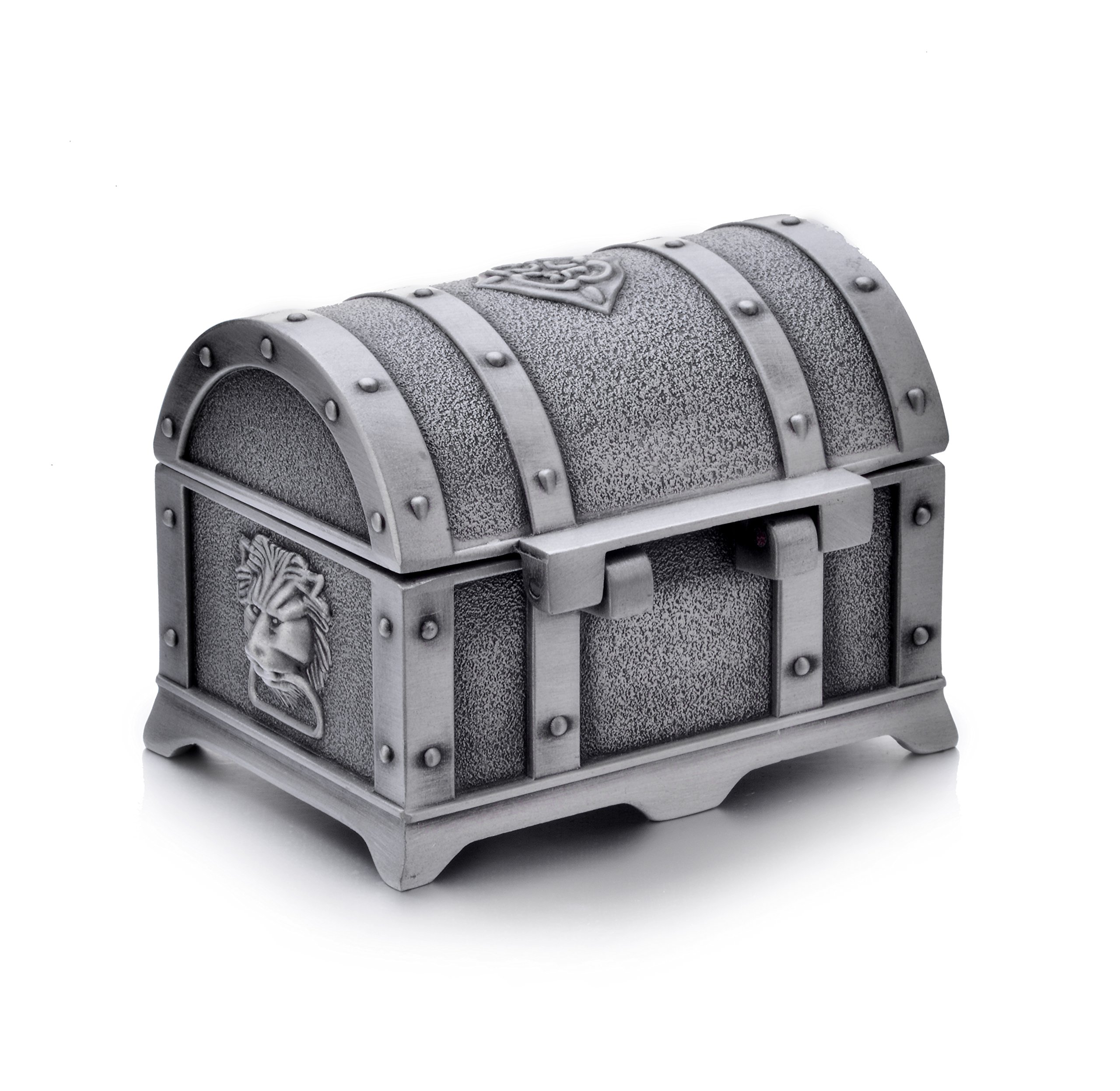 REINDEAR 7 Die Polyhedral Role Playing Game Dice Set with Treasure Chest Dice Container (White)