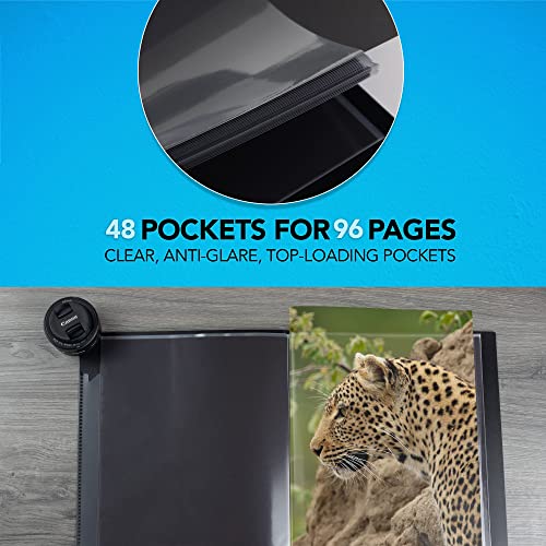 Itoya Original Art ProFolio 8.5x11 Black Art Portfolio Binder with Plastic Sleeves with 96 Pages - Portfolio Folder for Artwork with Clear Sheet Protectors - Presentation Book for Art Display