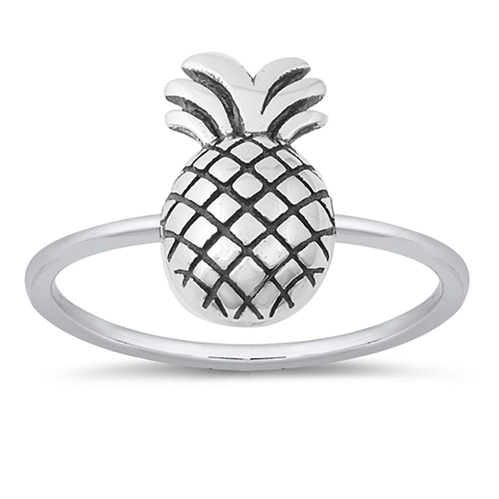 CloseoutWarehouse 925 Sterling Silver Oxidized Pineapple Fruit Ring Size 8