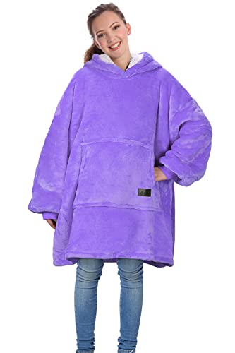 Catalonia Blanket Hoodie for Kids, Oversized Wearable Sherpa Sweatshirt Pullover for 7-16 yr Teens Youth, Kids Gift Idea