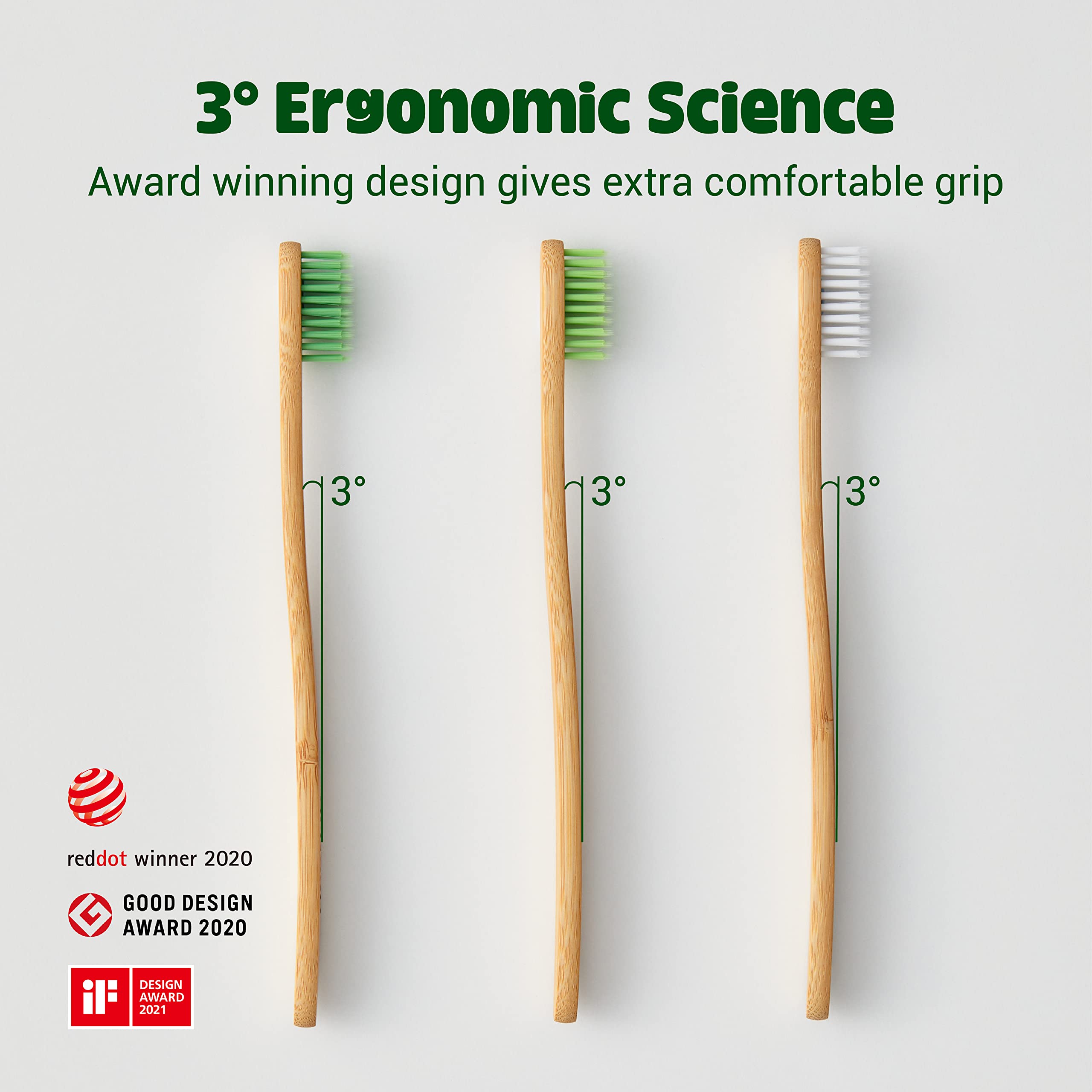 DR.NOAH Maru Bamboo Toothbrush Standard, 6 Pack | Long Tapered Bristles | Ultra Soft, Two-Level BPA Free Bristles | Waterproof & Durable Toothbrushes | Ergonomic Design | Zero Waste