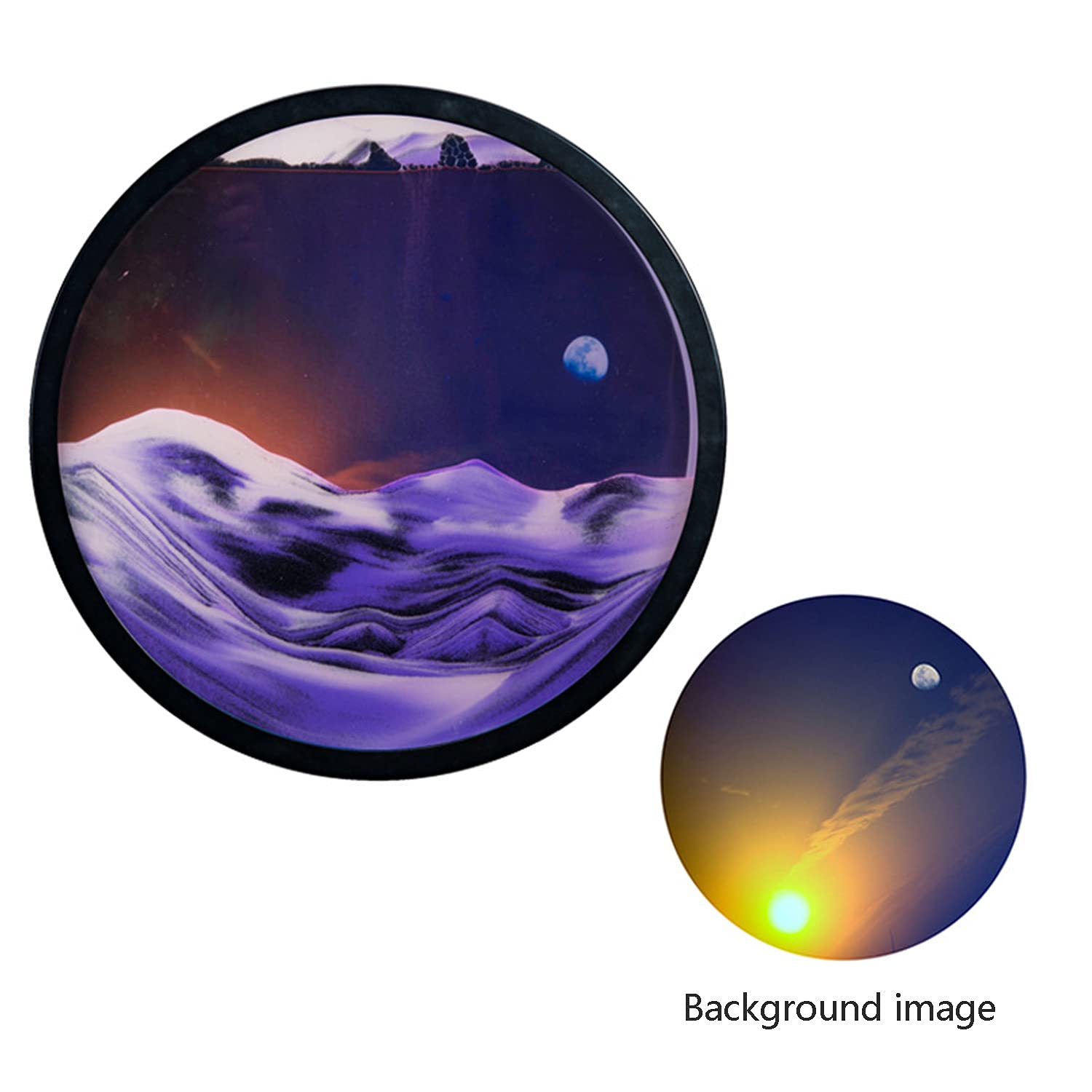 TBBA Moving Sand Art Picture Round Frame Sandscapes, Wall Decor Hanging Decorations Wall Sculptures, 360 degree Rotation for Home Bedroom Bathroom Kitchen Garden 44CM