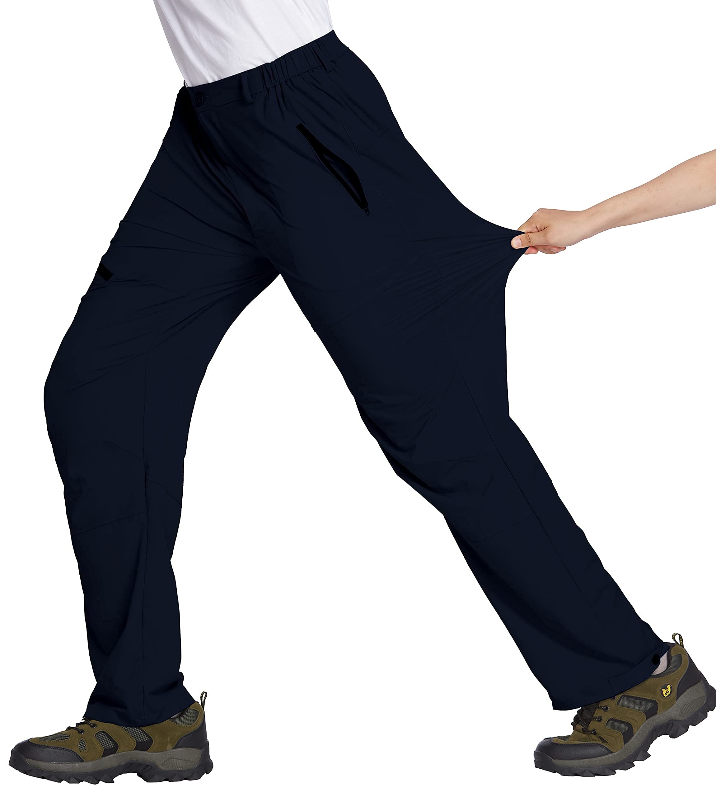 COOFANDY Men's Outdoor Hiking Pants Breathable Lightweight Quick Dry Running Pants Zipper Pockets Navy Blue