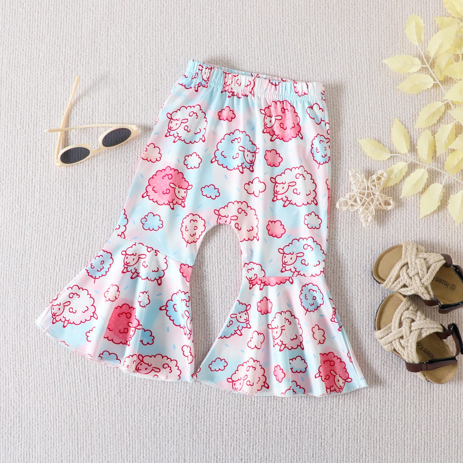 Cacacece Newborn Baby Girl Outfits Clothes Infant Short Sleeve Romper Flared Pants Headband Set 3pcs 6-12 Months