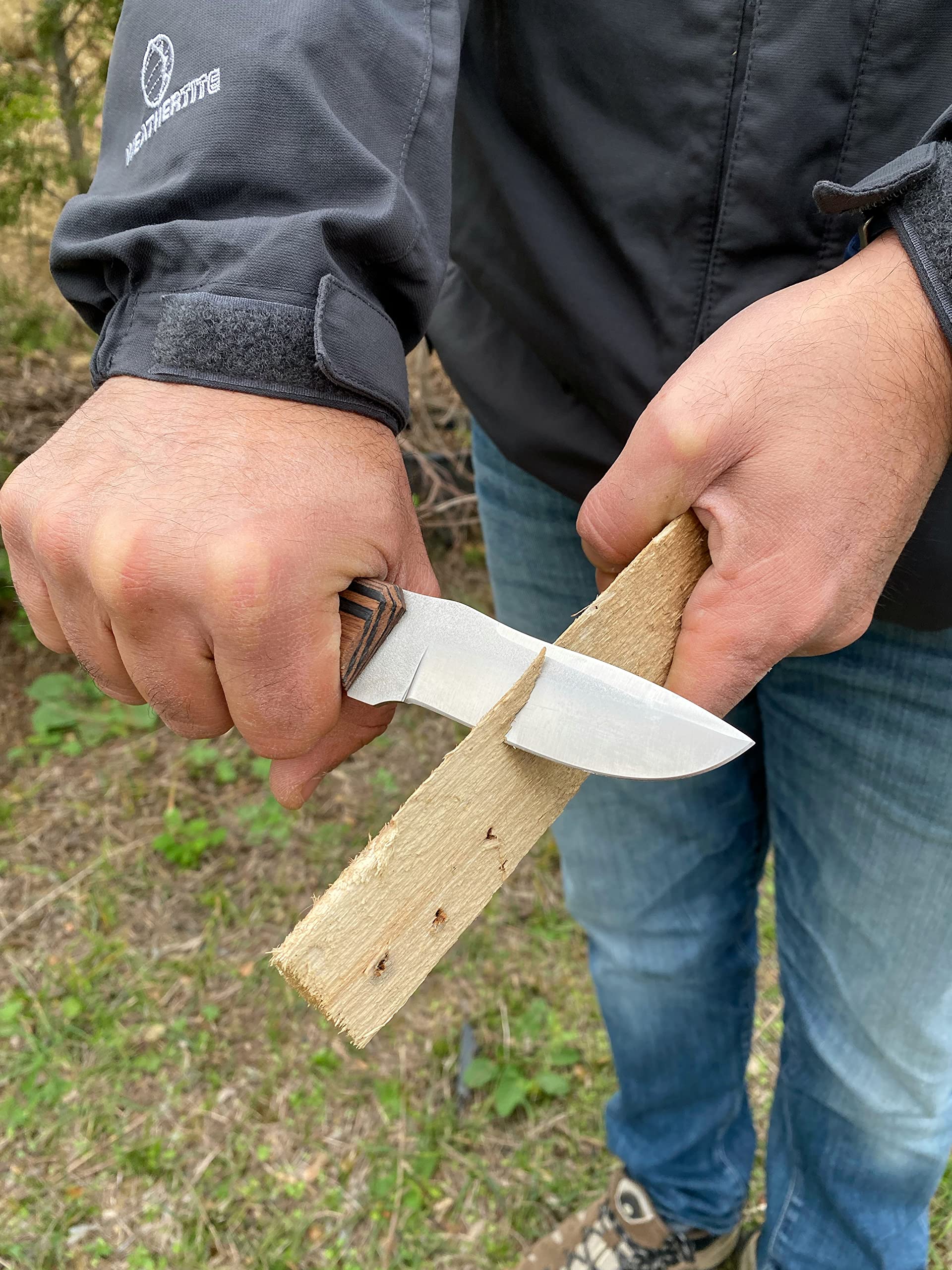 Custom Handmade Tactical Knife-4116 Stainless Steel Survival Knife for Hunting and Camping- Fixed Blade Knives with Ebony Tree Wood- Include Sheath