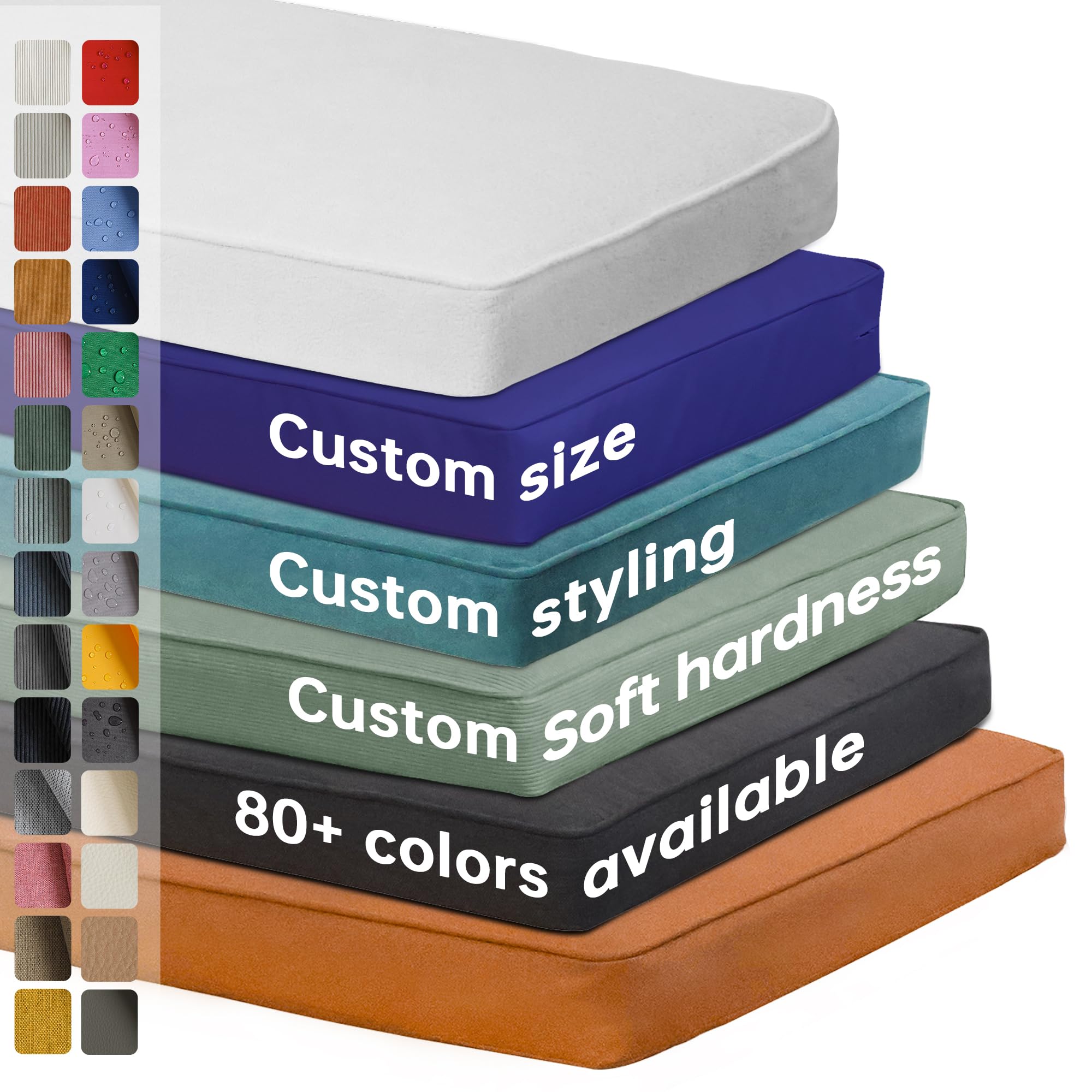 GZSQCJJ Customized Seating Softness and Hardness, Customized Size Bench Cushions, Suitable for Indoor/Outdoor Furniture, 6 Styles Available, 90+ Colors, Anti-Scratch and Waterproof (Pipeline)