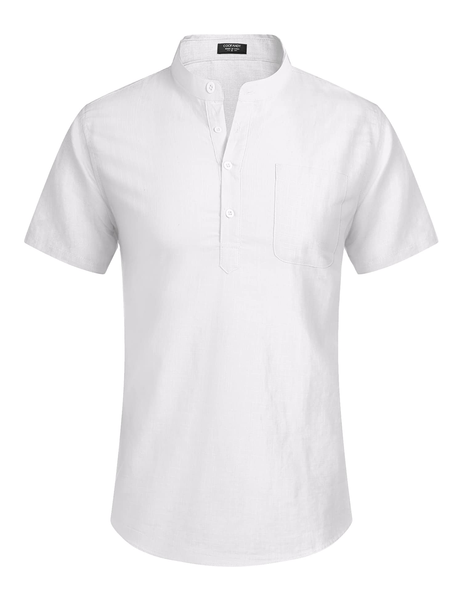 COOFANDY Men's Cotton Linen Henley Shirt Short Sleeve Hippie Casual Beach T Shirts with Pocket