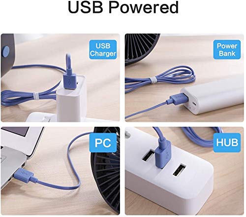 COMLIFE USB Desk Fan with Remote, 8 inch Portable Table Fan with 3 Speeds Strong Airflow, RGB Light, Quiet Operation and 360°Rotate for Home Office Bedroom