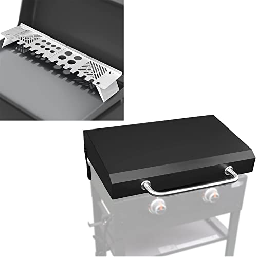 Grisun Hinged Lid and Warming Rack for Blackstone 28 inch Griddle, Heat Resistant Powder Coated Steel Griddle Lid, Stainless Steel Warming Rack for Blackstone Griddle 28 inch, Rack with Foldable Legs