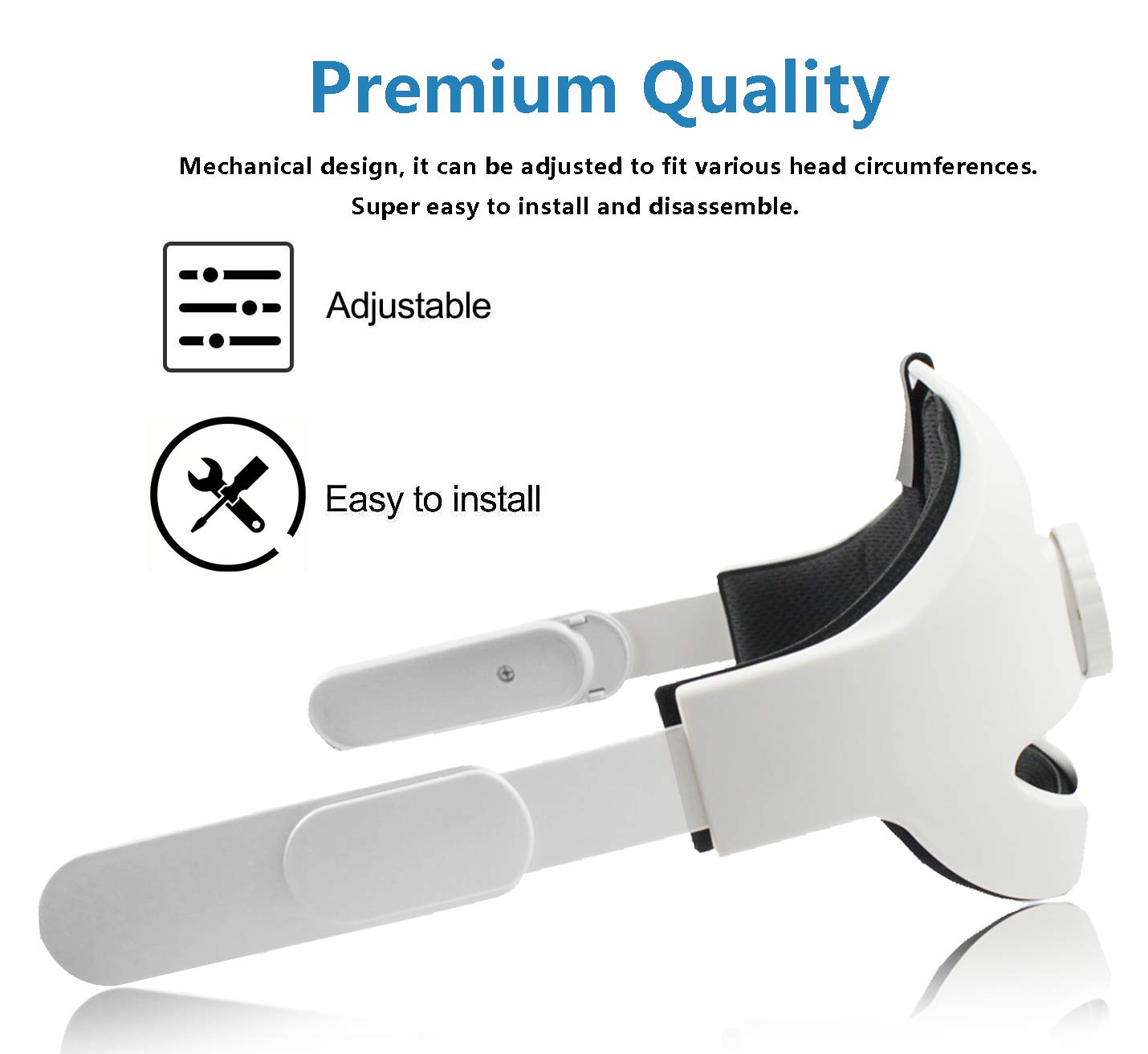 Syolin Q2 Adjustable Head Strap for Oculus Quest 2, All-in-one Vr Headset Adjustable Lightweight Ergonomic Comfortable Head Strap Reduce Head Pressure Comfortable Touch.