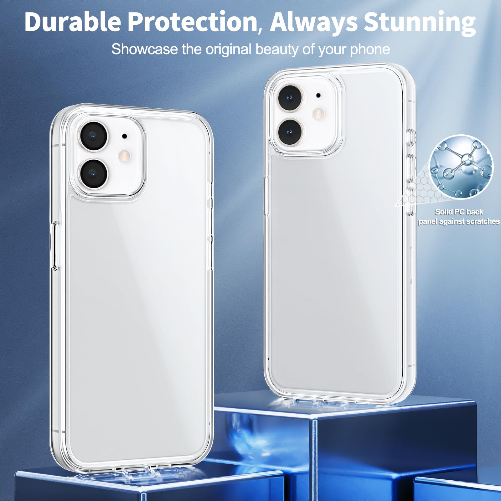 Coolden Compatible with iPhone 12 Hybrid Clear Phone Case, Heavy Duty Protective Dual Layer Shockproof Case with Hard PC Bumper Soft TPU Back Compatible for iPhone 12 5G 6.1 inch, Transparent