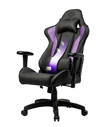 Cooler Master Caliber R1 Gaming Chair for Computer Game, Office and Racing Style Gamer, Comfy Ergonomic Reclining High Back Desk Chairs with Arms & Seat Adjustment Lumbar Support PU Leather, Purple